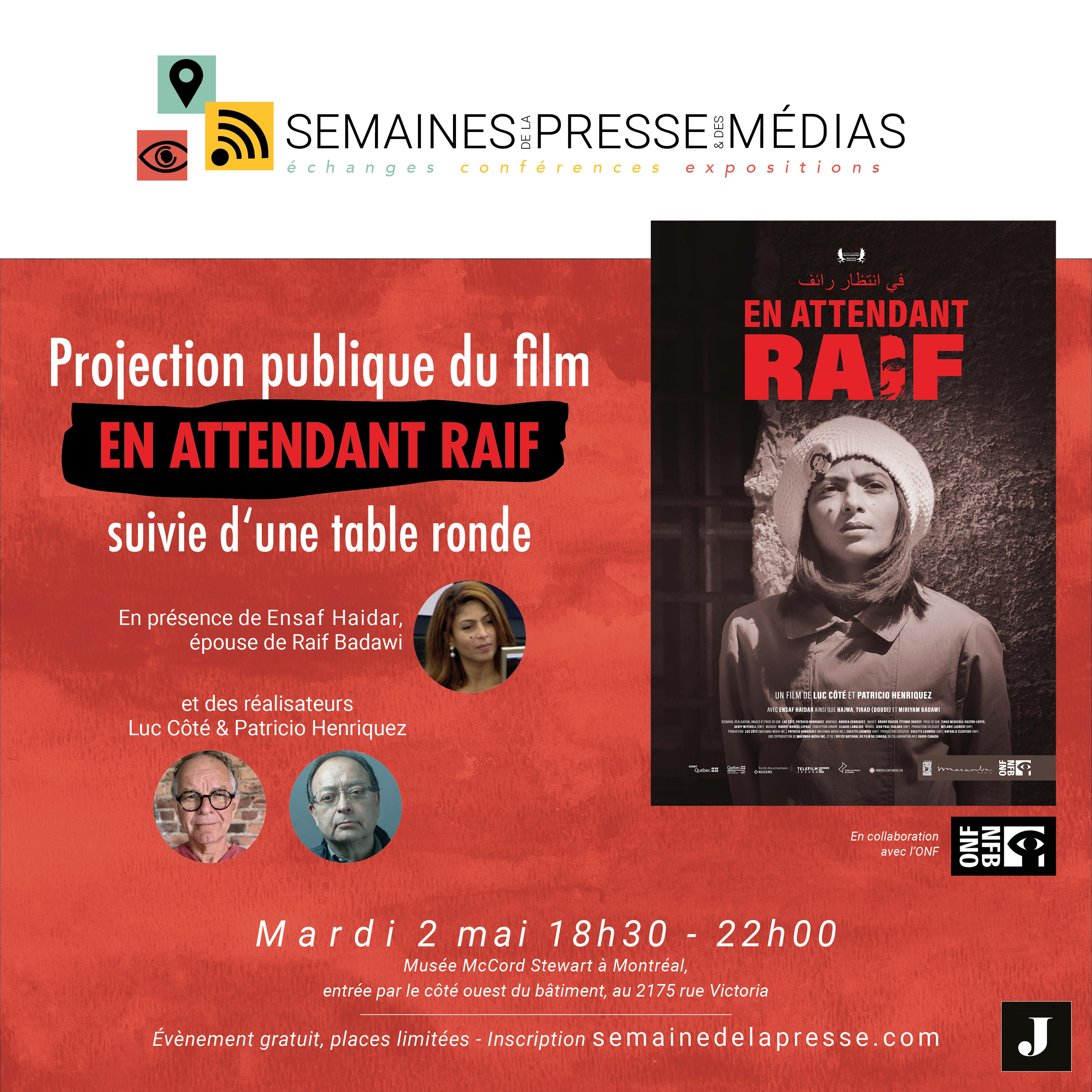 Projection publique du film « En attendant Raif » suivie d'une table ronde