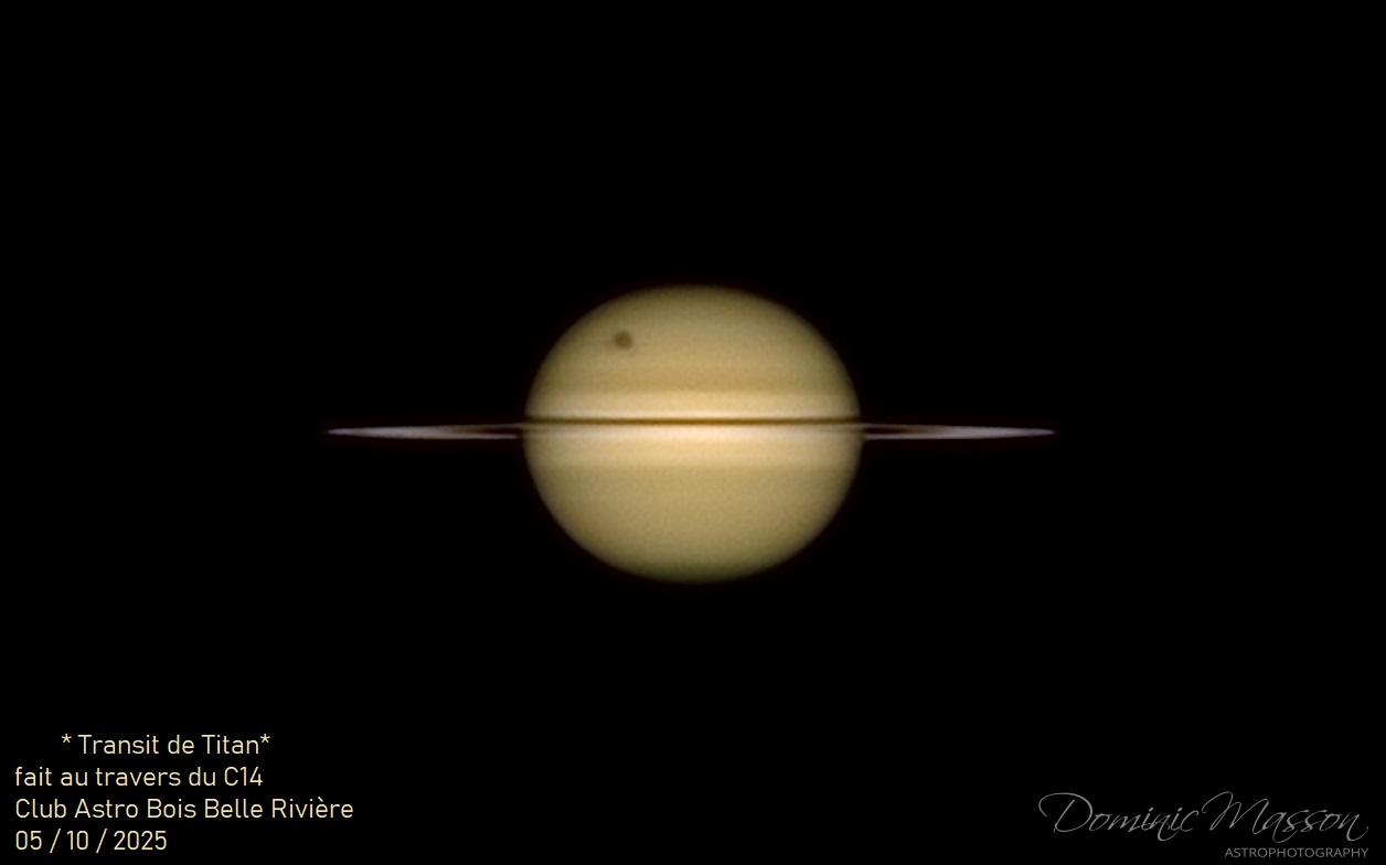 Le transit de Titan capturé au C14 de l'observatoire par Dominic Masson
