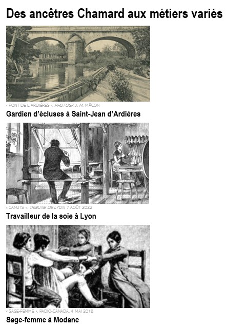 Des ancêtres Chamard aux métiers variés